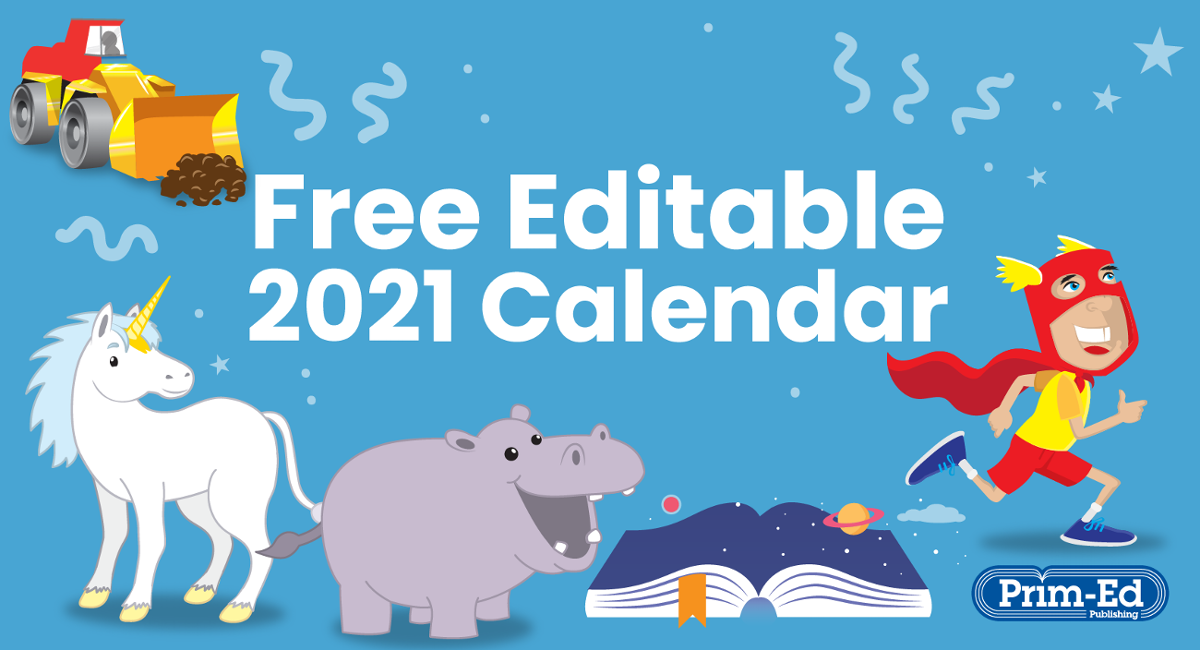 Free Editable 2021 Calendar | Prim-Ed Publishing