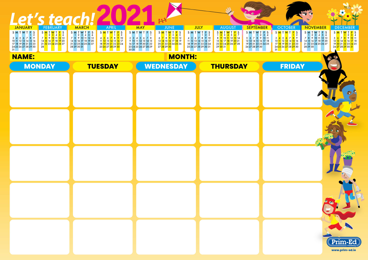 Free Editable 2021 Calendar | Prim-Ed Publishing
